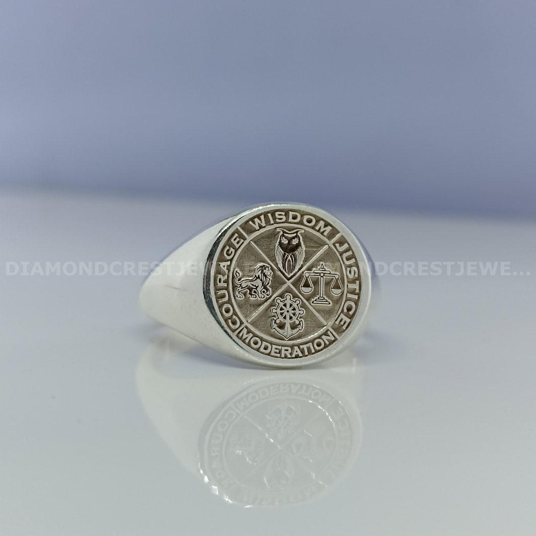 Stoic Rings, Justice Wisdom Temperance Courage Ring, Four Virtues Ring ...