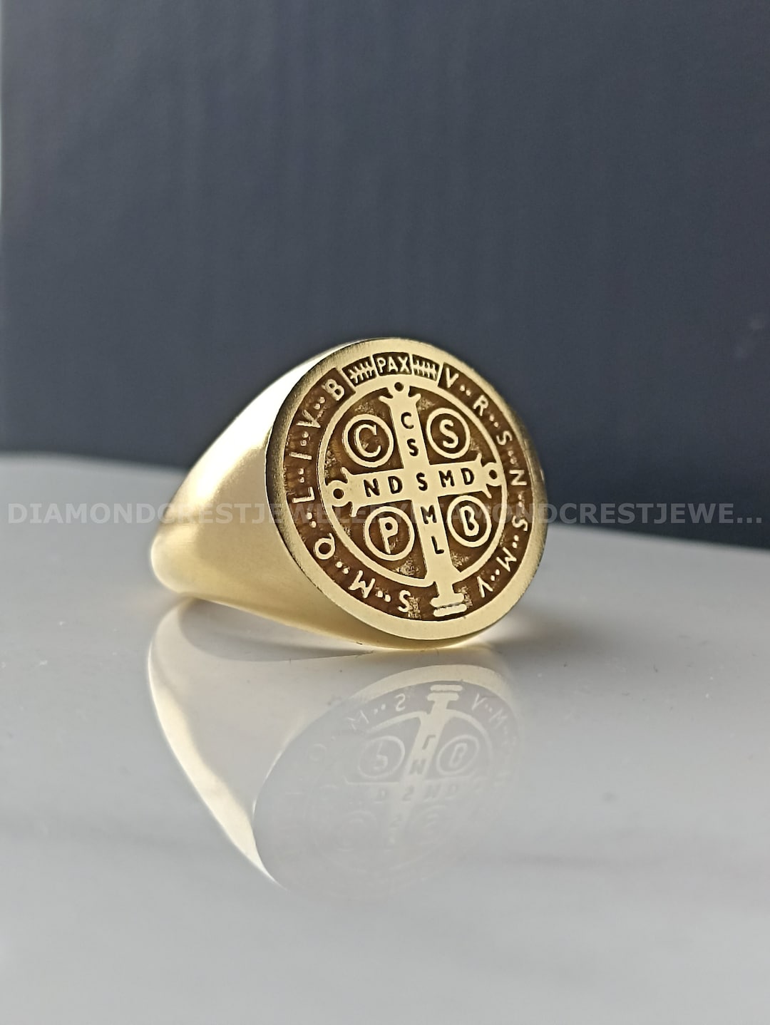 Stoic Rings, St Benedict Medal Cross Ring, Silver Signet Man Ring, Men ...