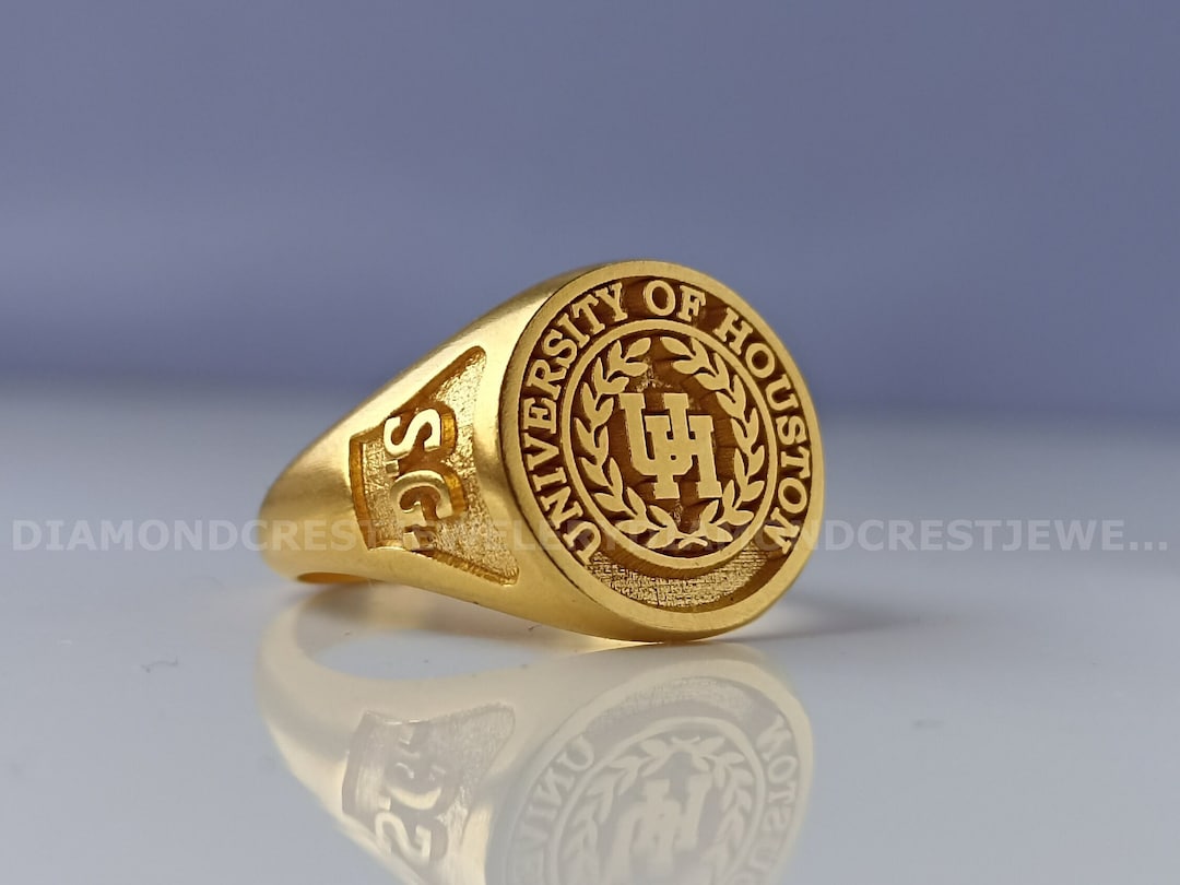 Solid Gold University Ring, 10K Gold College Ring, College Class Ring ...