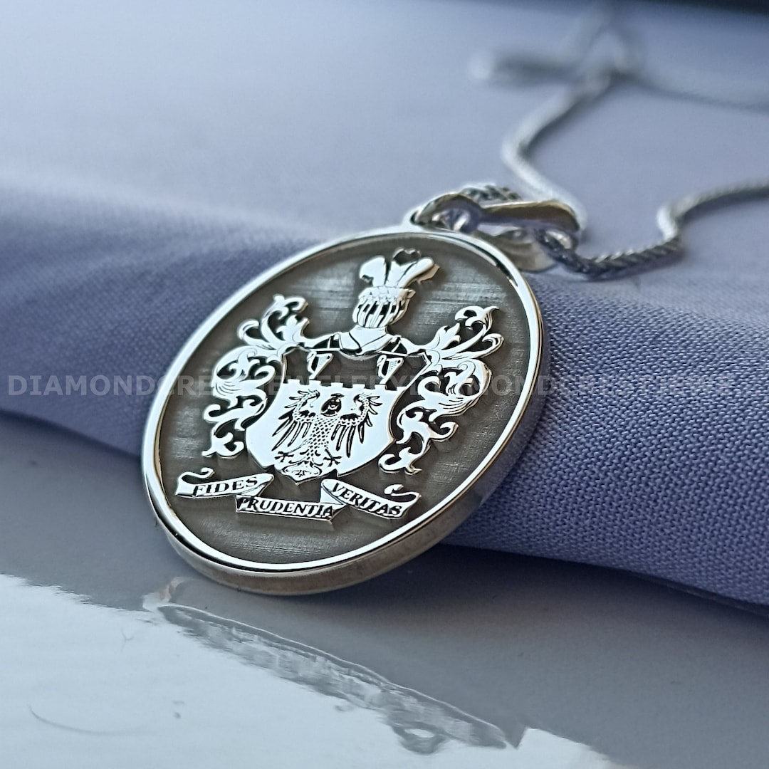 Coat of Arms Necklace, Family Crest Necklace, Custom Signet Pendant ...