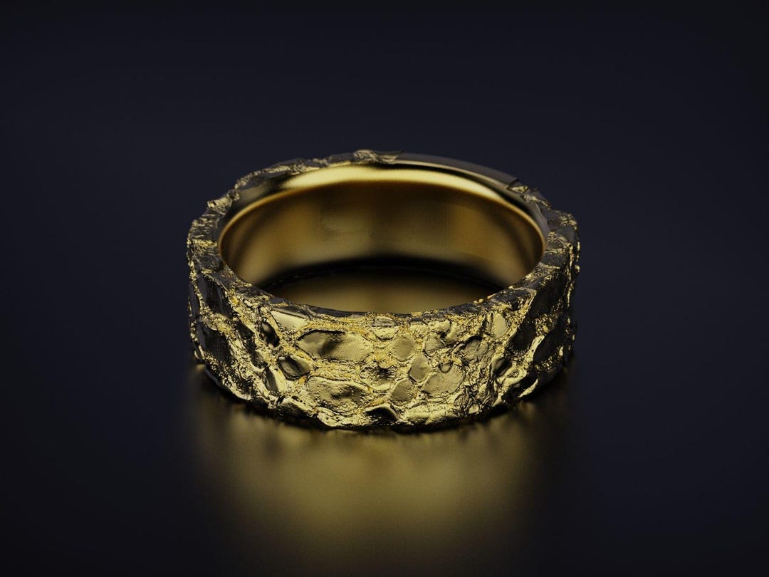 Lizard Scales Ring – Textured Gold Reptile Band - Etsy