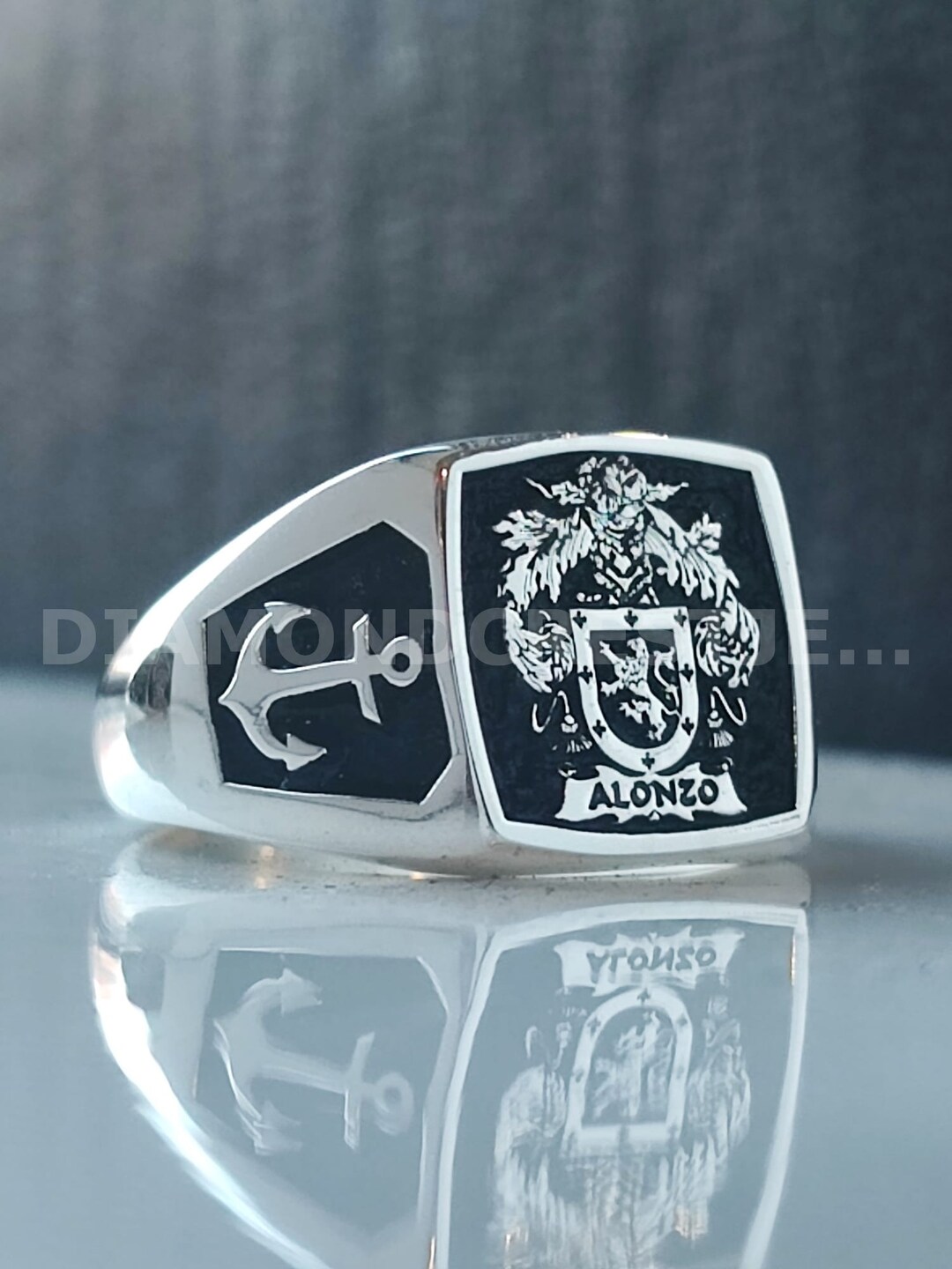 Custom Family Crest Signet Ring: Sterling Silver Coat of Arms - Etsy
