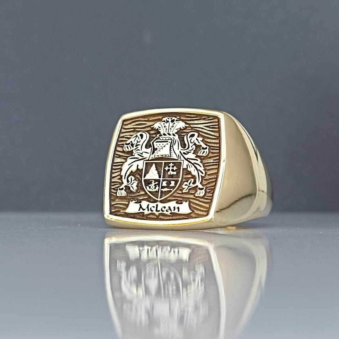 14K Gold Coat of Arms Ring, Signet Ring, Family Crest Rings,custom ...