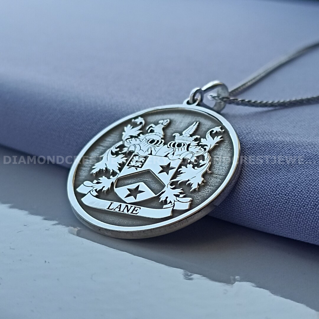 Coat of Arms Necklace, Family Crest Necklace, Custom Signet Pendant ...