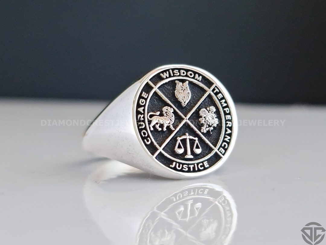 Stoic Rings, Justice Wisdom Temperance Courage Ring, Four Virtues Ring ...