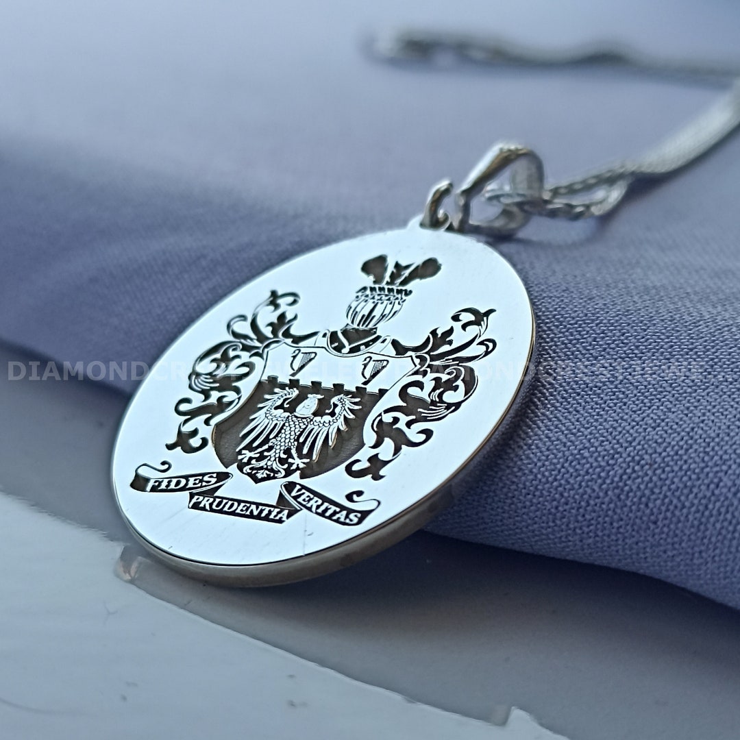 Coat of Arms Necklace, Family Crest Necklace, Custom Signet Pendant ...
