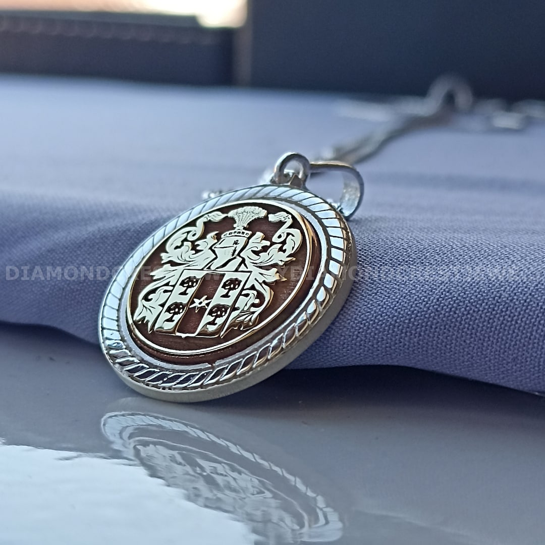 Coat of Arms Necklace, Family Crest Necklace, Custom Signet Pendant ...