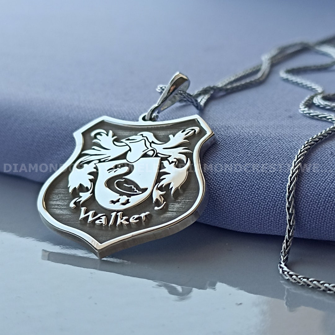 Coat of Arms Necklace, Family Crest Necklace, Custom Signet Pendant ...