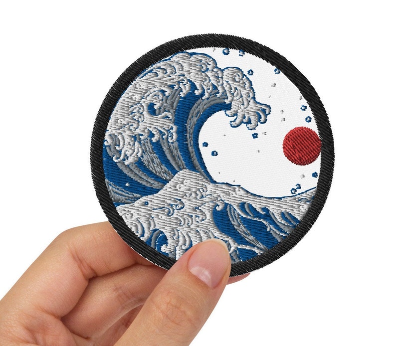 The Great Wave Embroidered Patches Japanese Style Sew on Iron on Badge Patches Embroidered ...