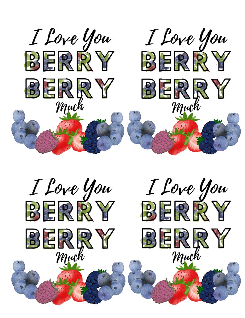 I Love You Berry Much Printable Card - Etsy