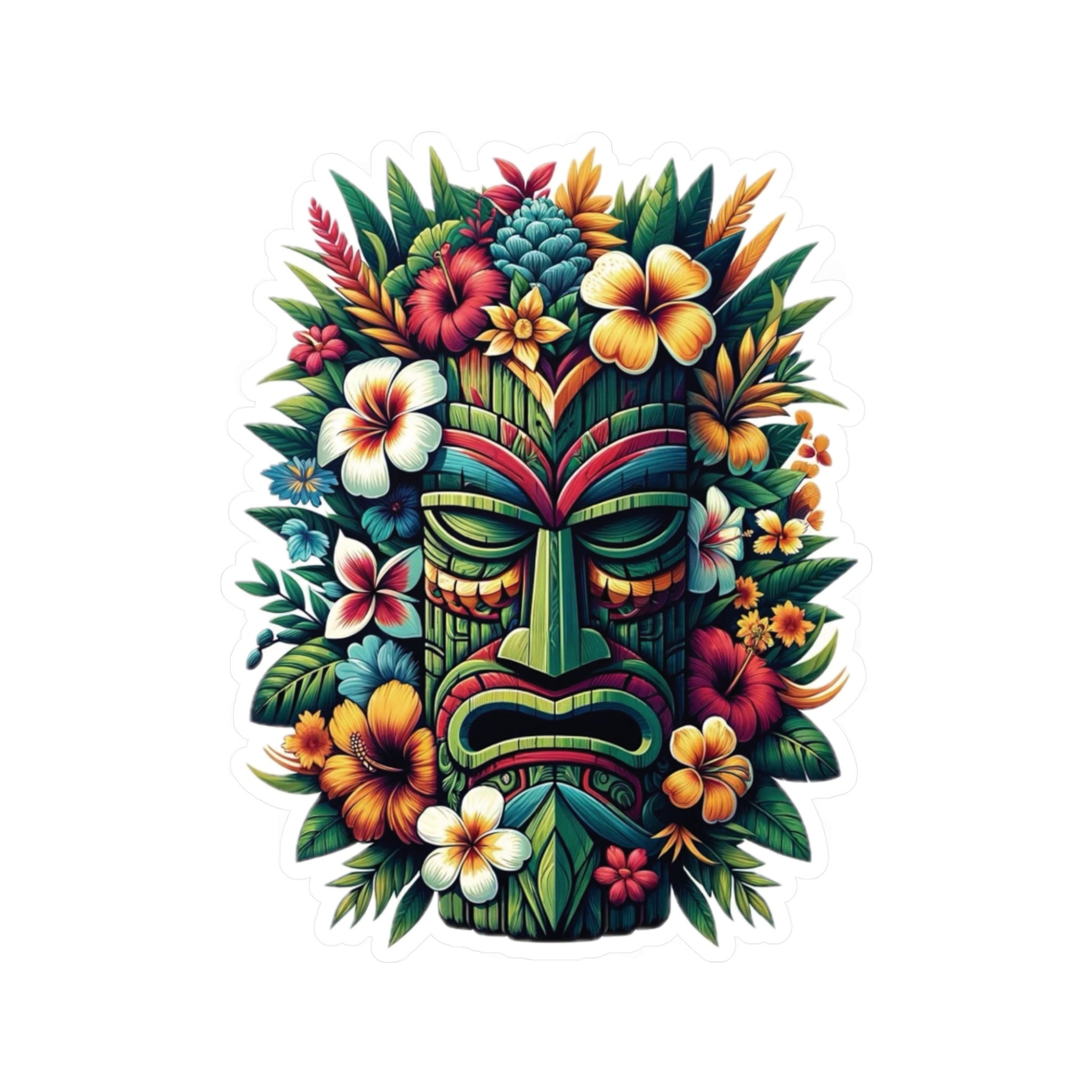 Floral Tiki Head 2 Kiss-cut Vinyl Decals - Etsy