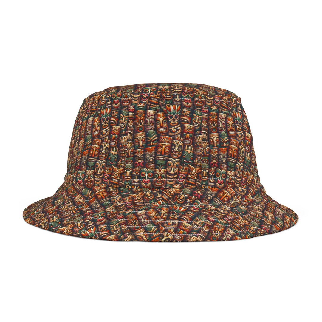 Retro Tiki Bucket Hat, Vintage Hawaiian Beach Style Cap, Summer Sun ...
