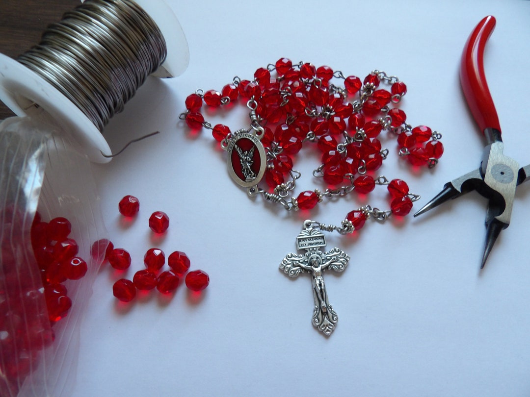 St. Michael Red Catholic Rosary Gift With Case! - Etsy