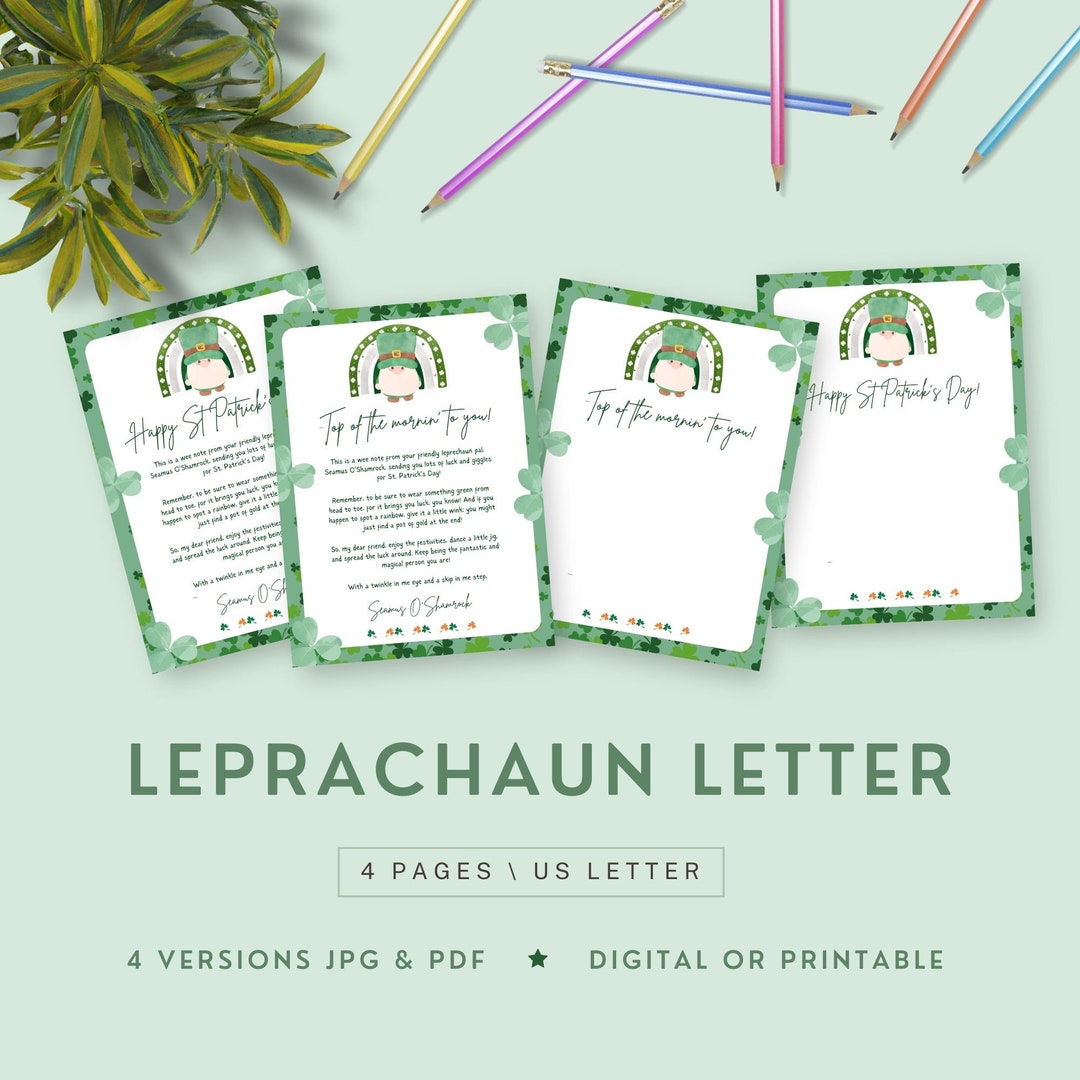 St Patricks Day Kids Printable, Leprechaun Letter Printable, Leprechaun ...