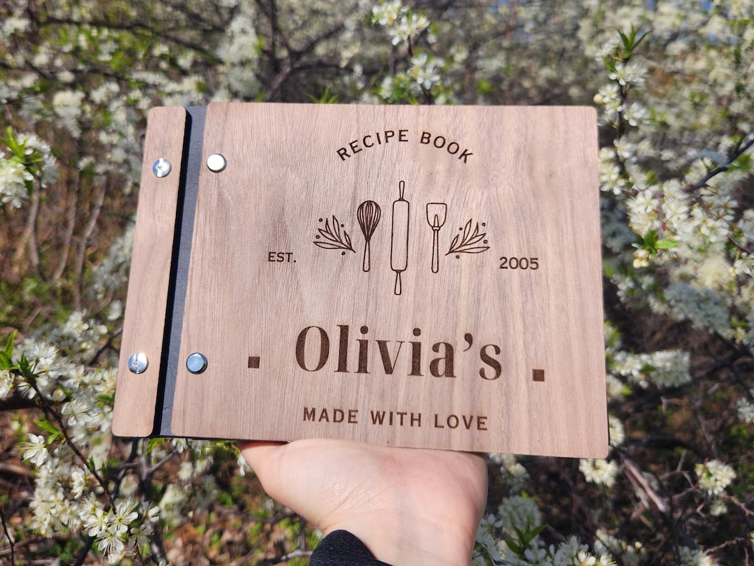 Custom Wood Recipe Book: Personalized Engraved Cookbook, Family ...