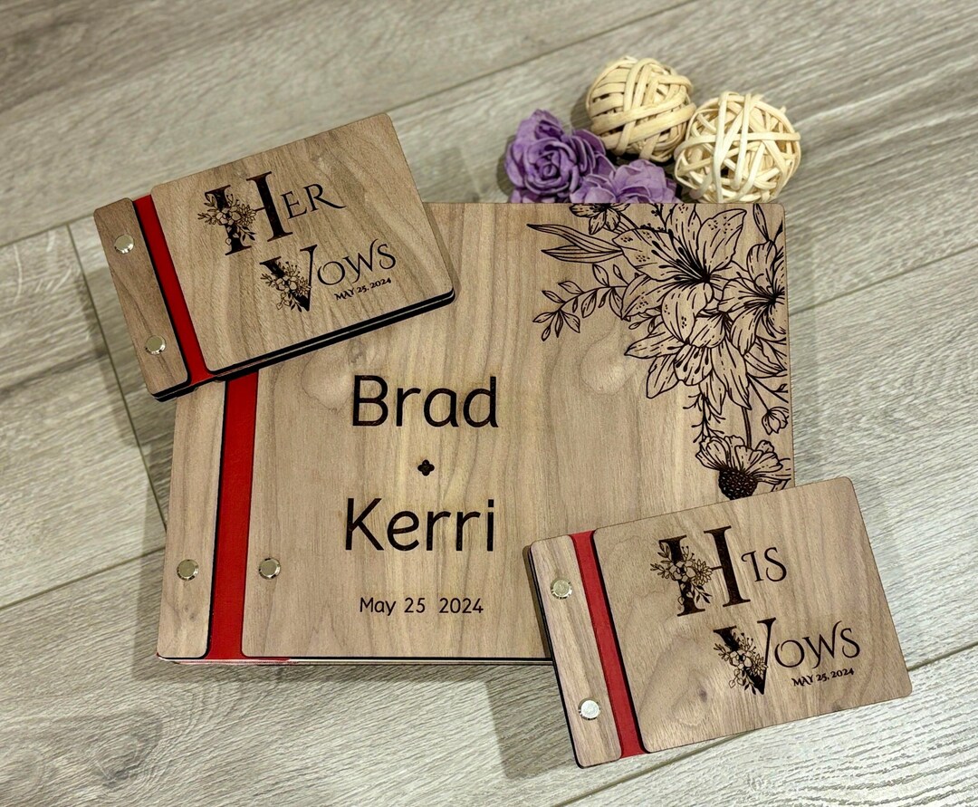 Custom Wooden Guest Book & Vow Books Set, Wedding Gift, Photo Booth ...
