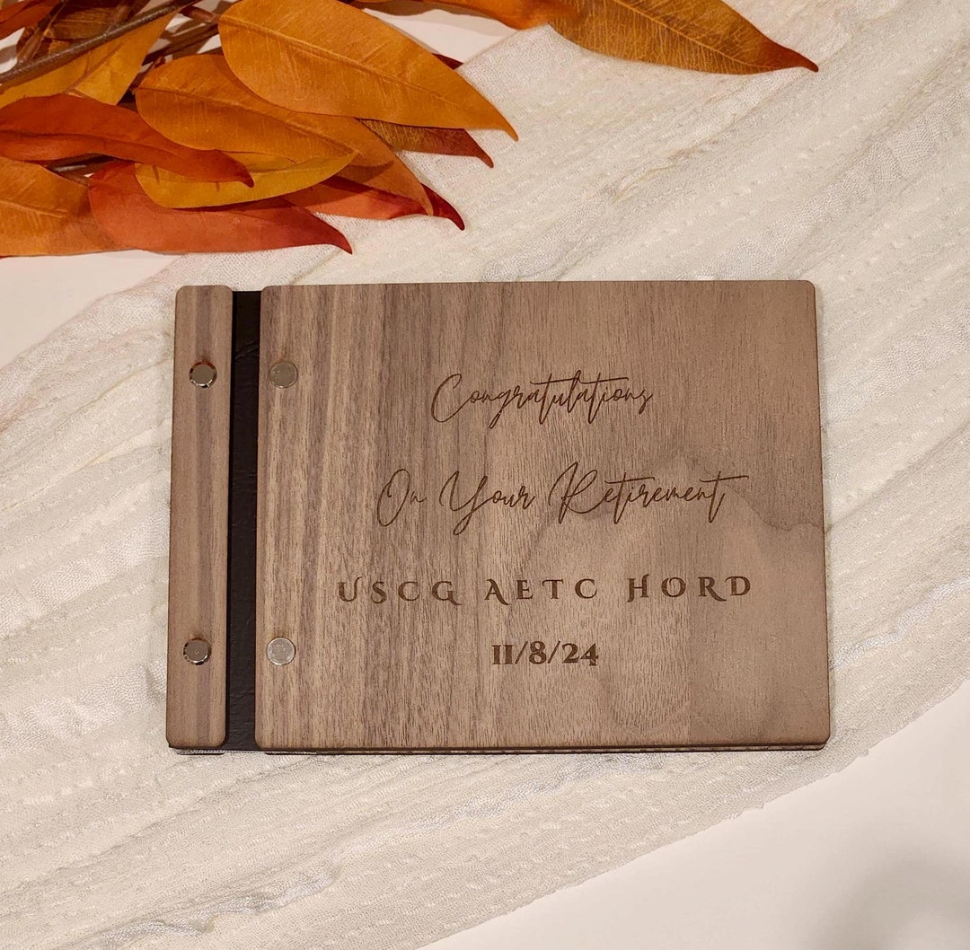 Personalized Retirement Book - Wooden Guest Book With Custom Engraved ...