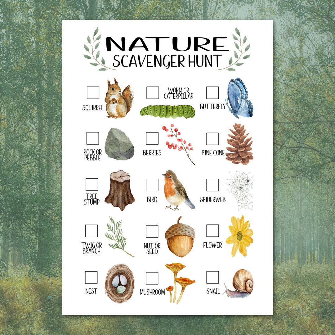 Kids Nature Scavenger Hunt Printable PDF - Outdoor Adventure Activity ...