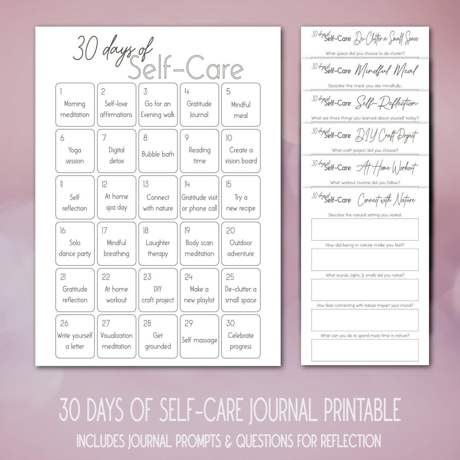 30-day Self-care Journal Printable | Daily Self-care Activities ...