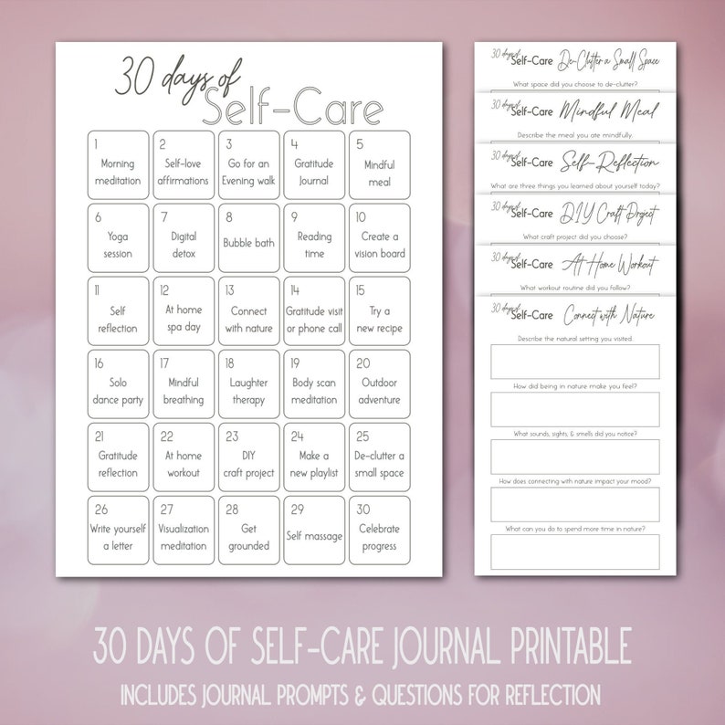30-day Self-care Journal Printable | Daily Self-care Activities ...