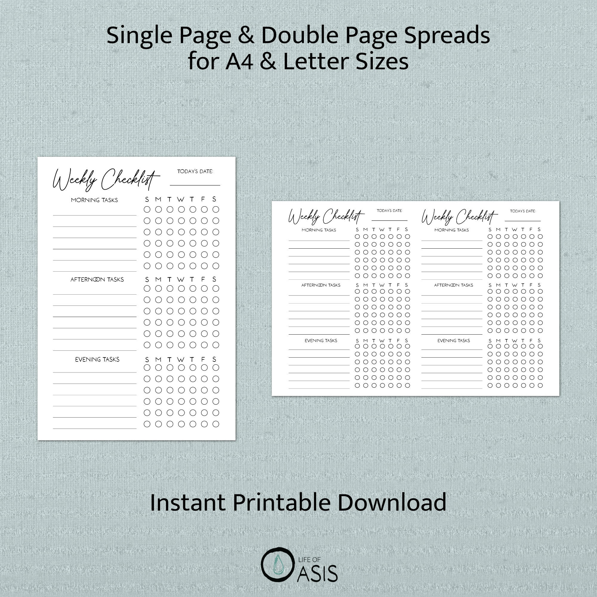 Weekly Checklist Printable With 6 Versions, Instant Download, Printable ...