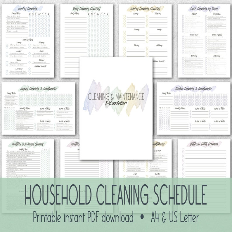 Cleaning Schedule Printable, Printable Cleaning Checklist, Household ...