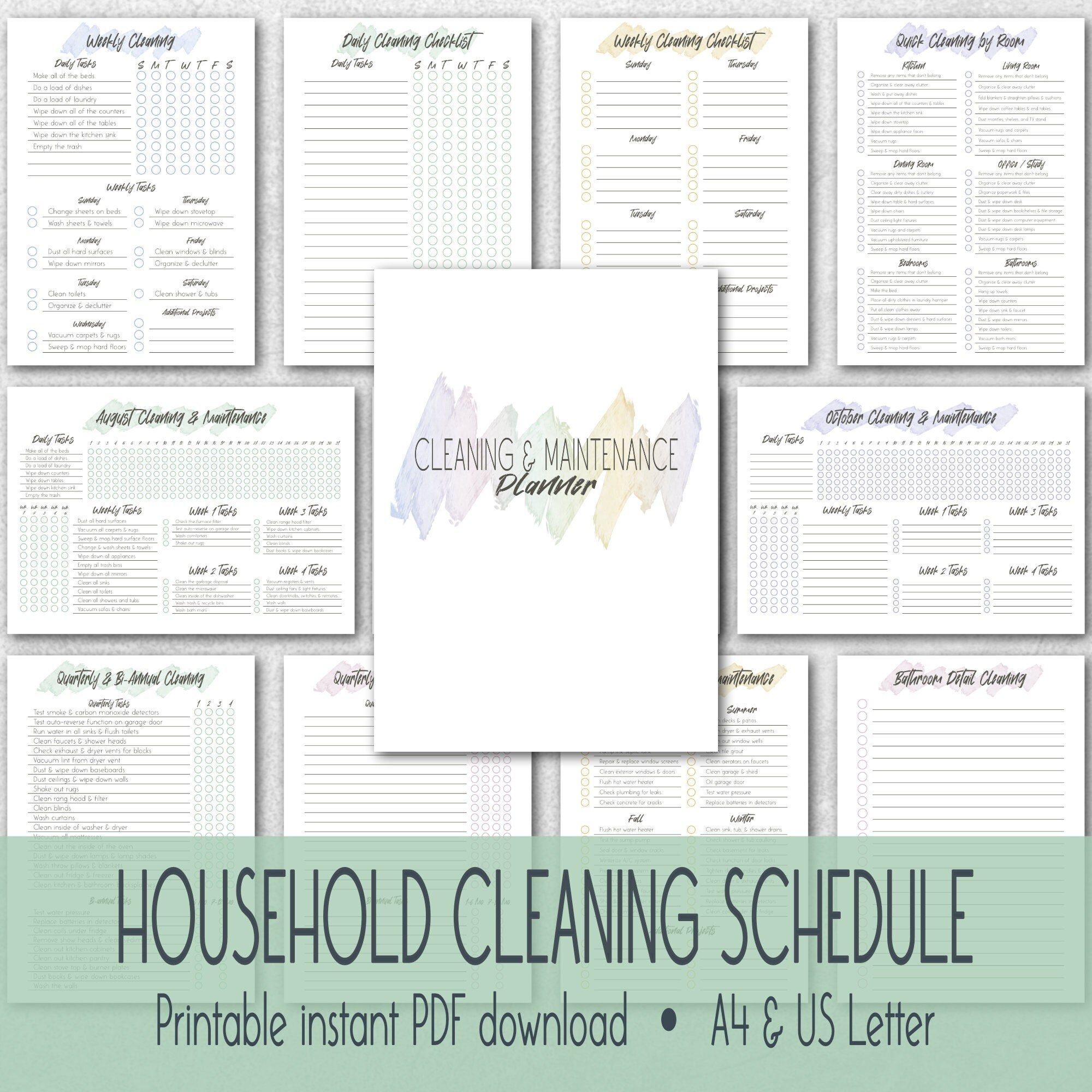 Cleaning Schedule Printable, Printable Cleaning Checklist, Household ...