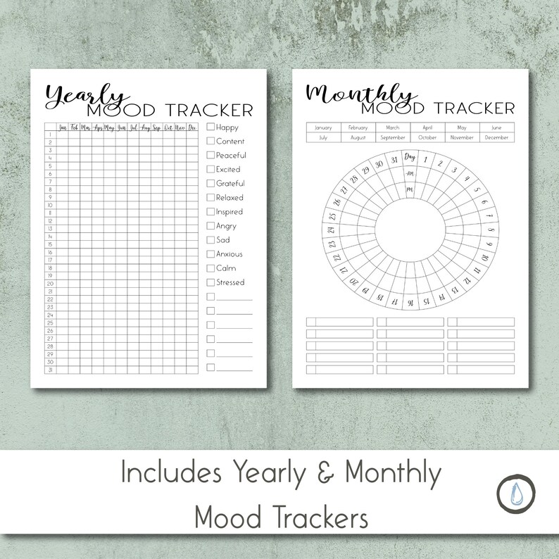Printable Mood Tracking Bundle | A4, A5, US Letter | Yearly & Monthly ...