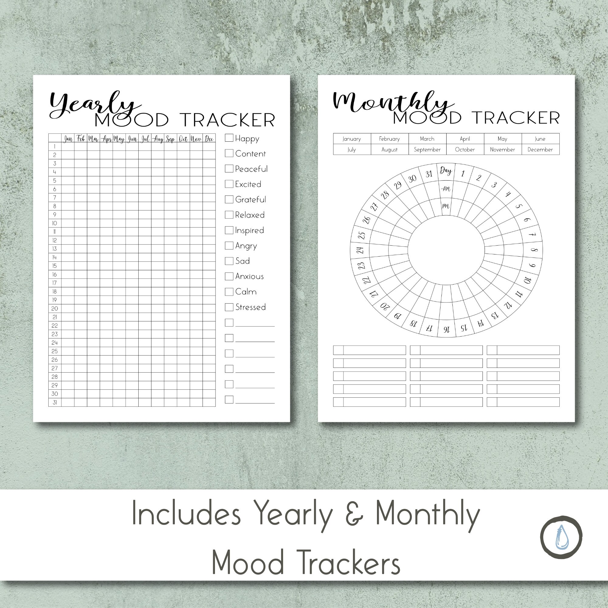 Printable Mood Tracking Bundle | A4, A5, US Letter | Yearly & Monthly ...