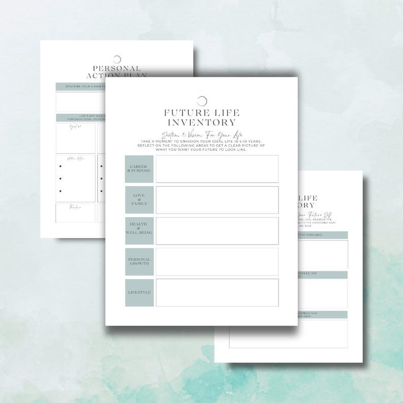 Future Life Inventory Worksheet Printable | 3-page Digital PDF for Goal ...