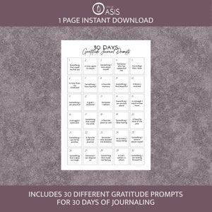 Printable 30 Days of Gratitude Journal Prompts, Gratitude Journal ...