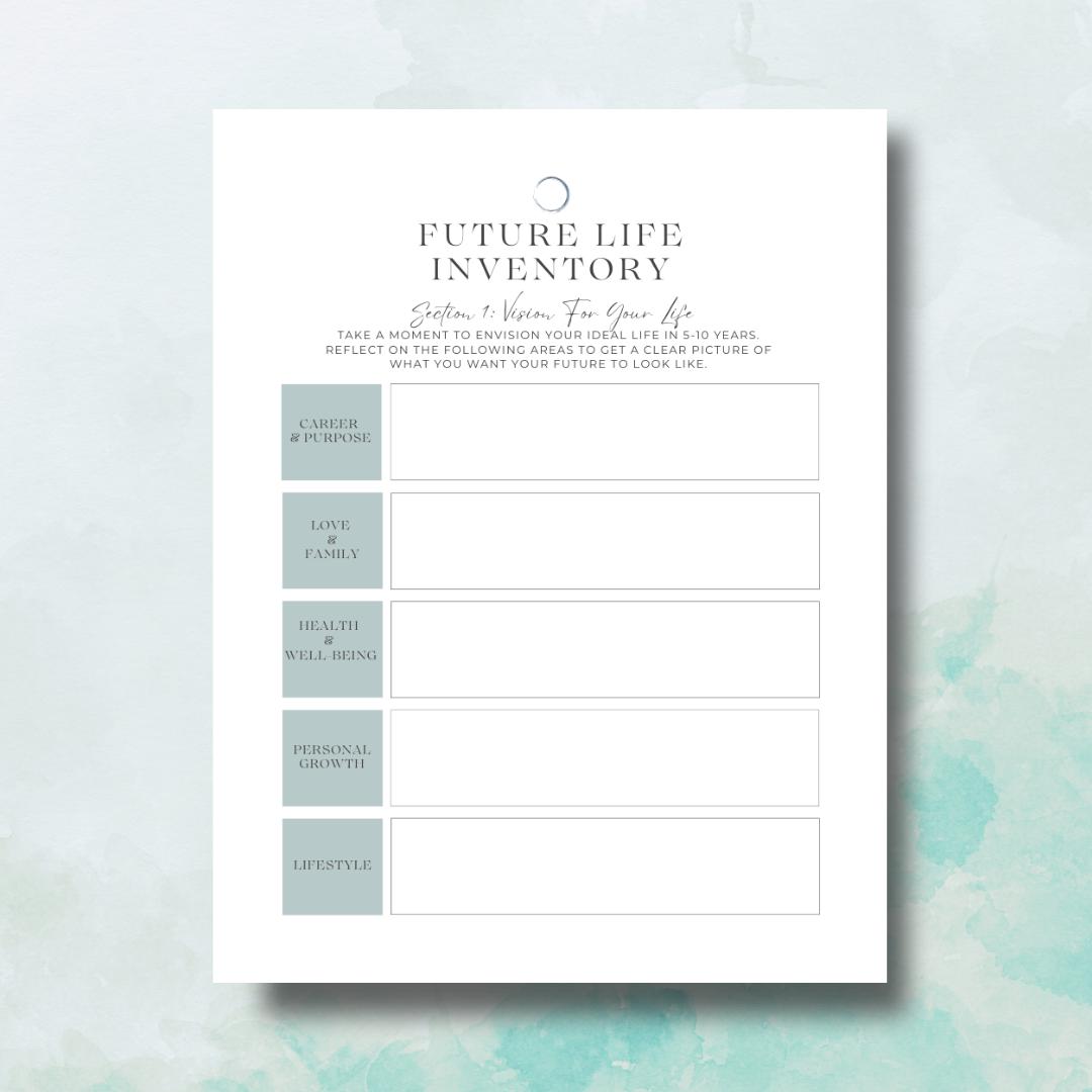 Future Life Inventory Worksheet Printable | 3-page Digital PDF for Goal ...