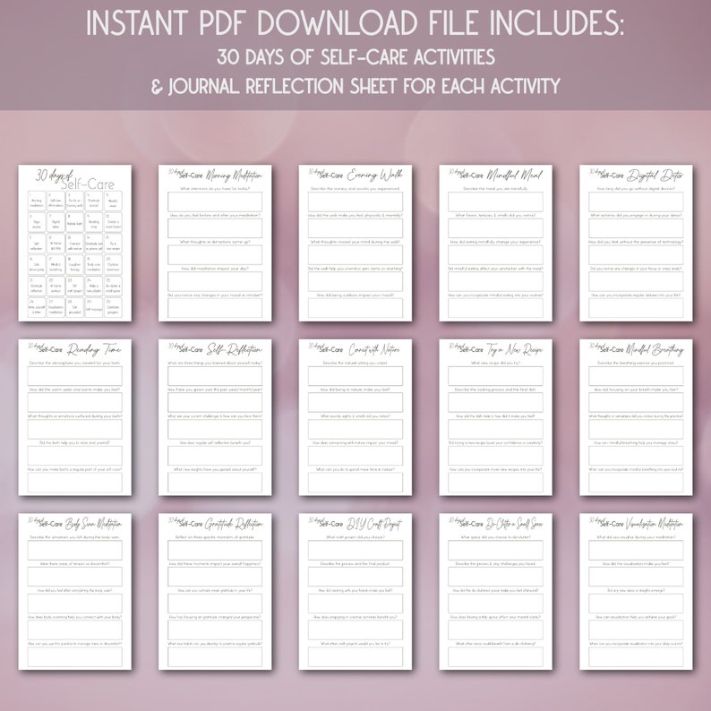 30-day Self-care Journal Printable | Daily Self-care Activities ...