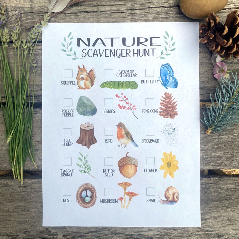 Kids Nature Scavenger Hunt Printable PDF - Outdoor Adventure Activity ...