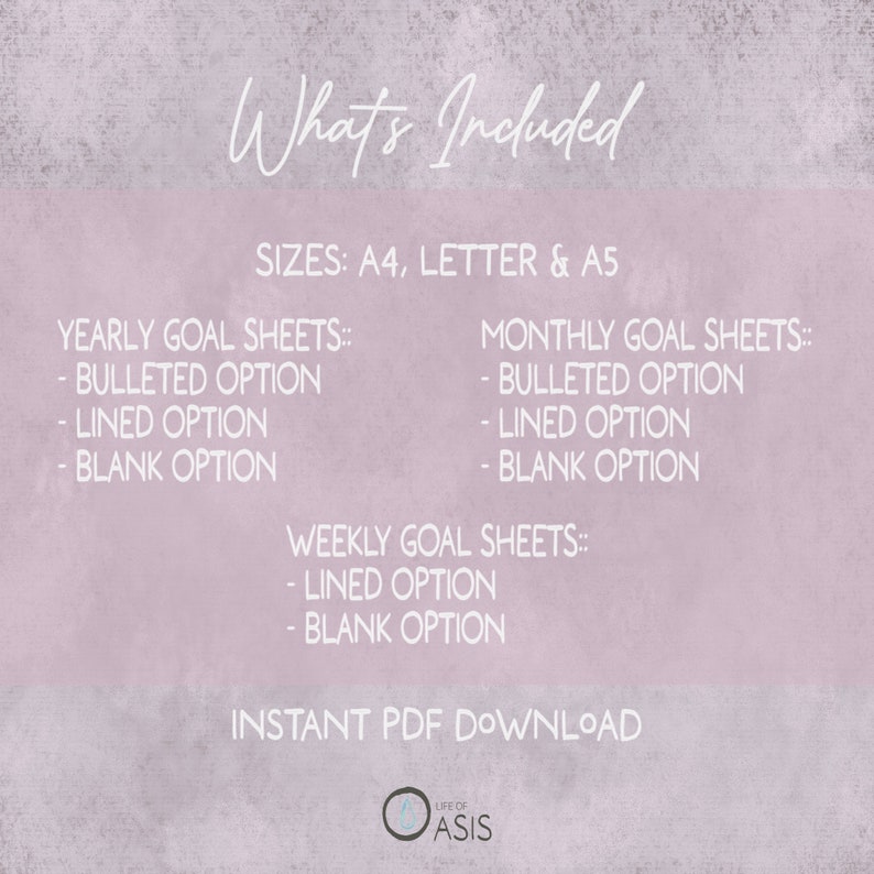 Soft Pink Goal Setting Bundle - Printable Planner for Weekly, Monthly ...