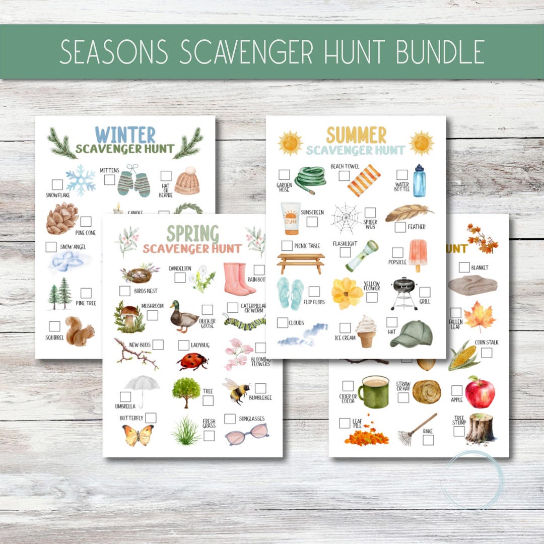 Seasons Scavenger Hunt Bundle | Printable Outdoor Activity | Spring ...