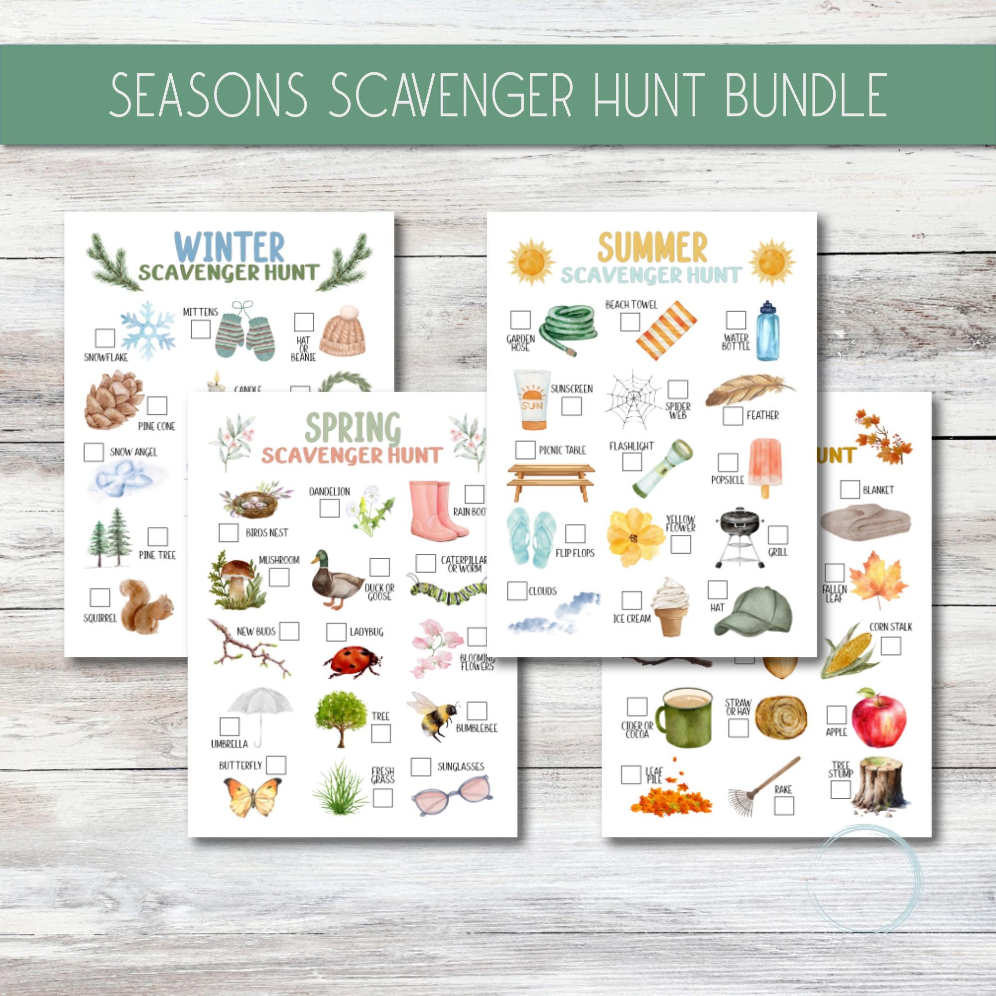 Seasons Scavenger Hunt Bundle | Printable Outdoor Activity | Spring ...