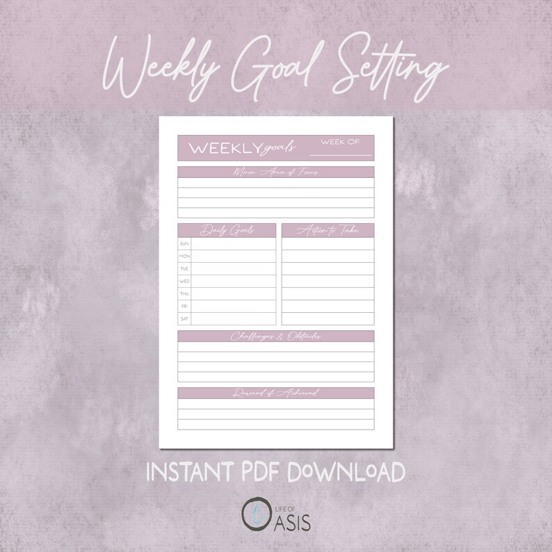 Soft Pink Goal Setting Bundle - Printable Planner for Weekly, Monthly ...