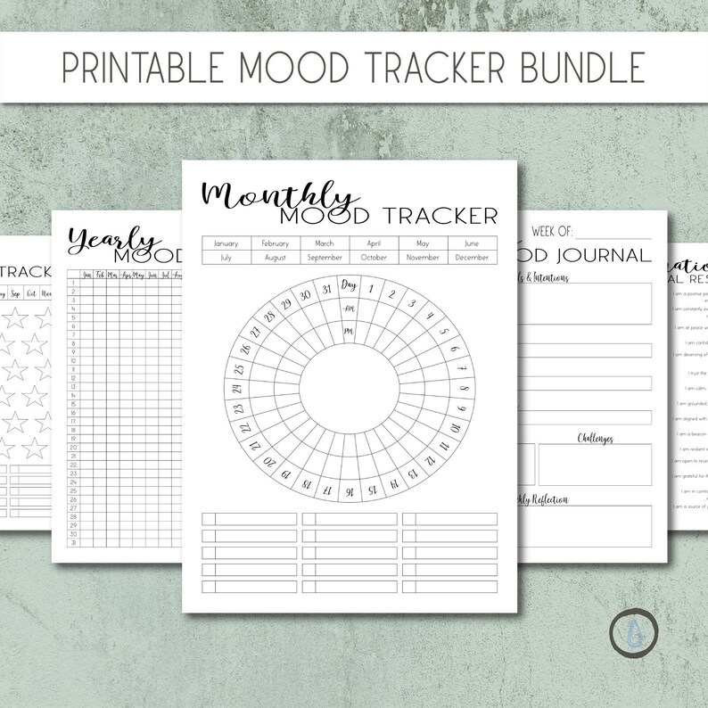 Printable Mood Tracking Bundle A4, A5, US Letter Yearly & Monthly ...