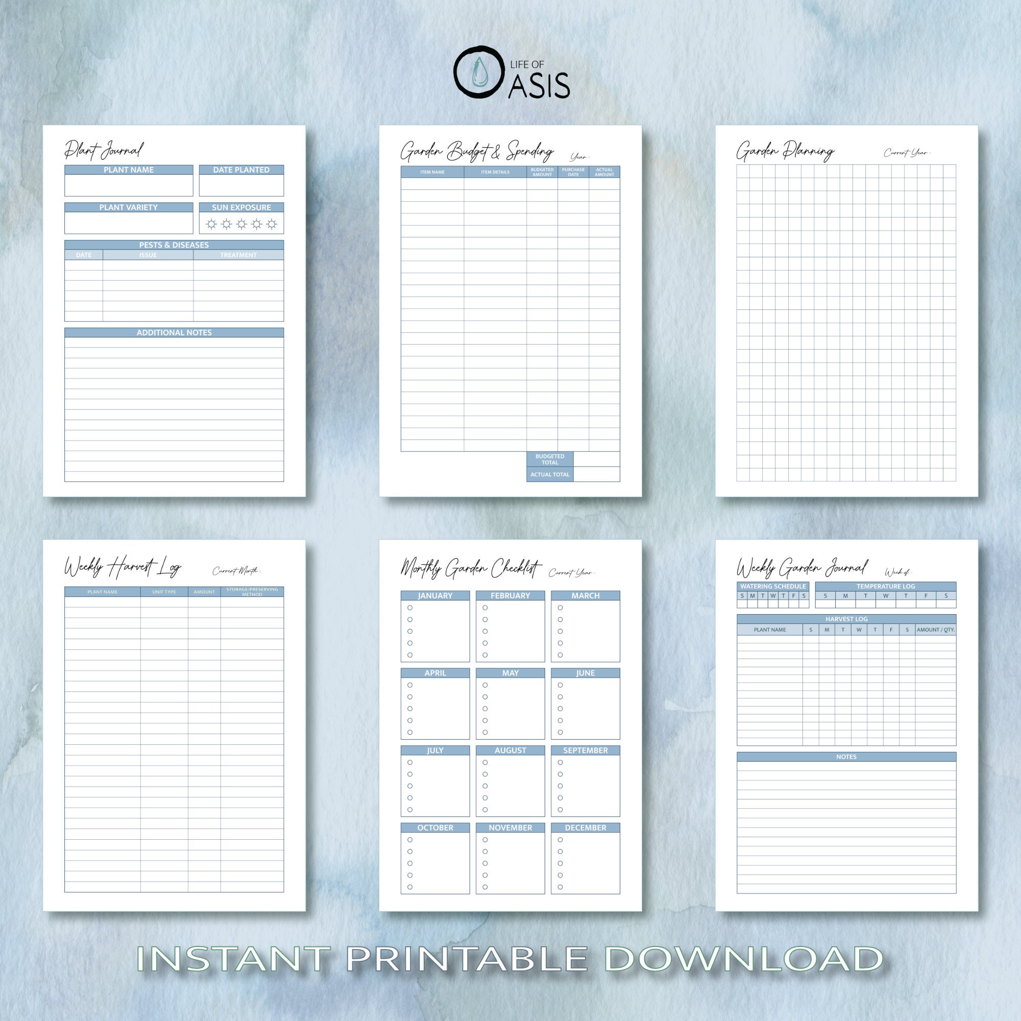 Printable Garden Planner | Layout, Tracker, and Journal (digital ...