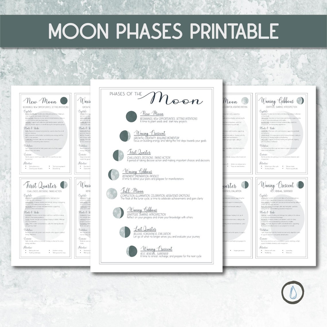 Moon Phases Guide Printable | Guided Lunar Cycle Rituals | Journaling ...