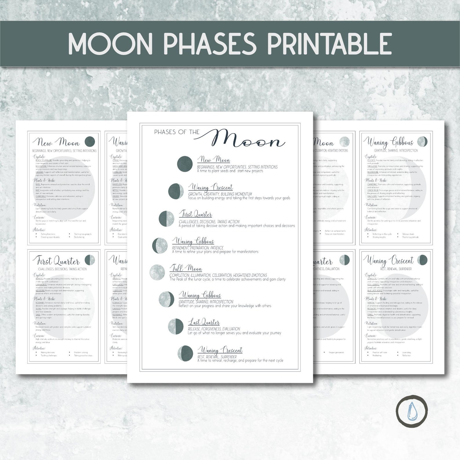 Moon Phases Guide Printable | Guided Lunar Cycle Rituals | Journaling ...