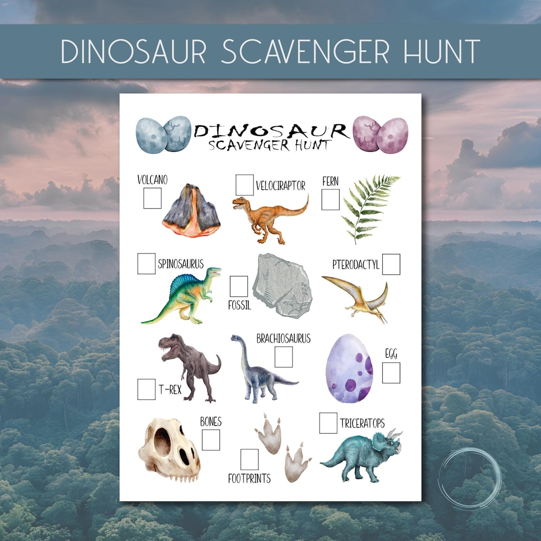 Dinosaur Scavenger Hunt for Kids Printable PDF - Museum & Park Activity ...