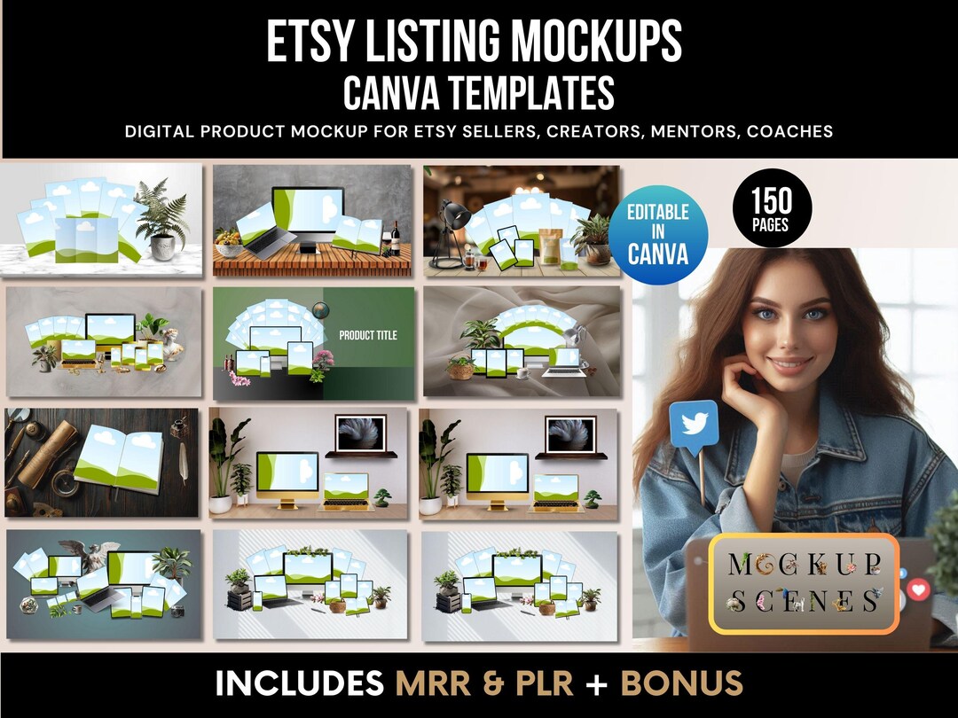 Bestsellers 150 Canva Mockups Templates for Etsy Listings With Master ...