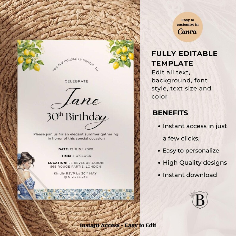 30th Birthday Editable Invitation, Minimalist Animated Birthday Invite, Adult Girl Party Evite ...