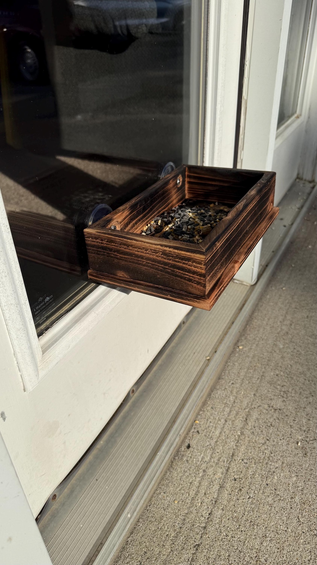 Handmade Window Bird/squirrel Feeder With A Torched Finish Waterproofed ...