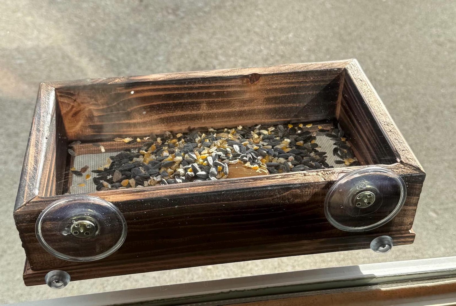 Handmade Window Bird/squirrel Feeder With A Torched Finish Waterproofed ...