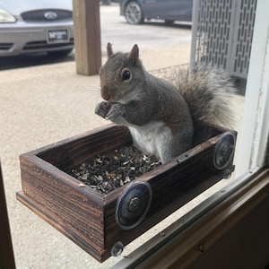 Handmade Window Bird/squirrel Feeder With A Torched Finish Waterproofed ...