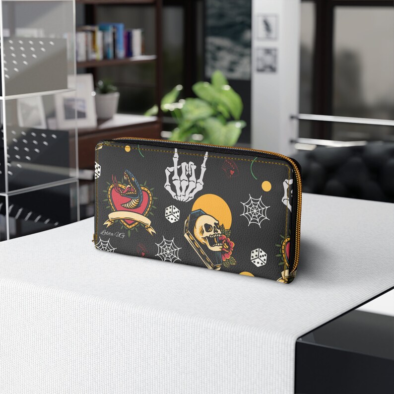 Blasted Baddie - Traditional Tattoo Wallet Black Leather Wallet Skull ...
