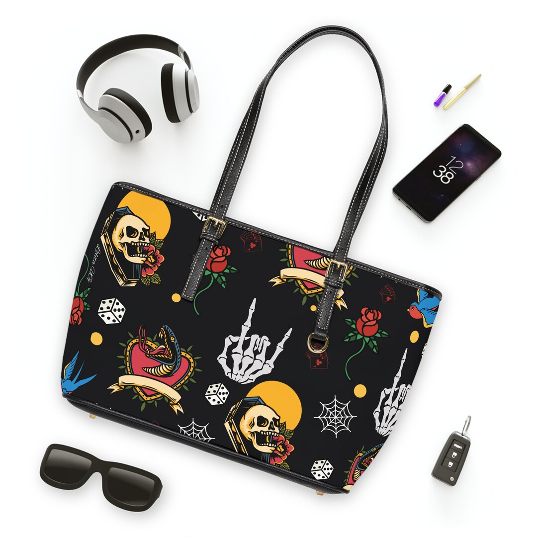 Blasted Baddie Tattoo Bag Black Purse Womens Leather Purse Skull Purse ...